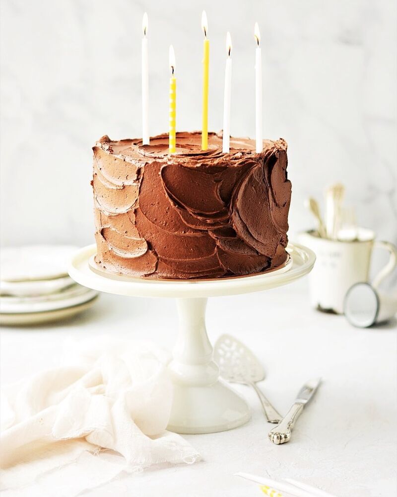 Yellow Birthday Cake with Chocolate Buttercream Recipe | The Feedfeed