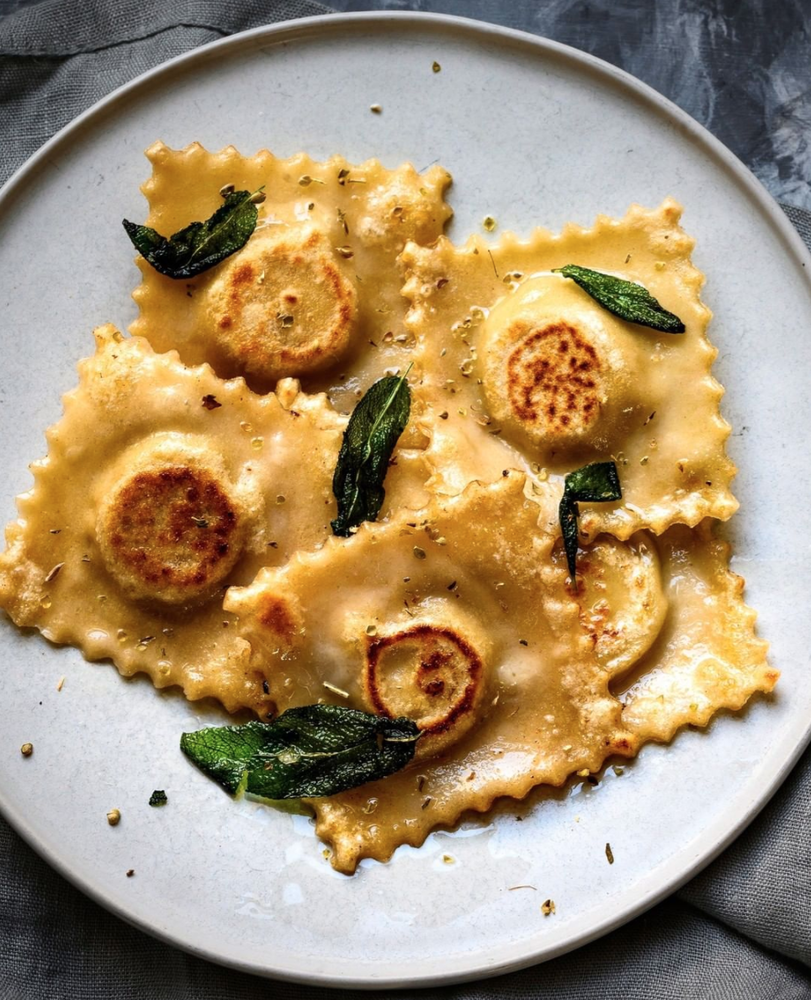 Vegan Ricotta and Roasted Garlic Stuffed Ravioli with Sage Oil Recipe ...