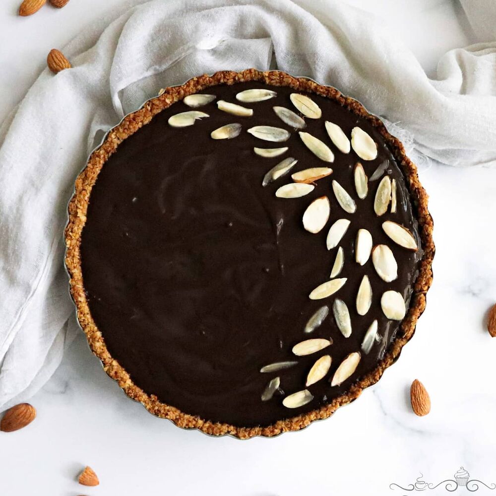 Chocolate Pudding Pie with Almond Crust Recipe | The Feedfeed