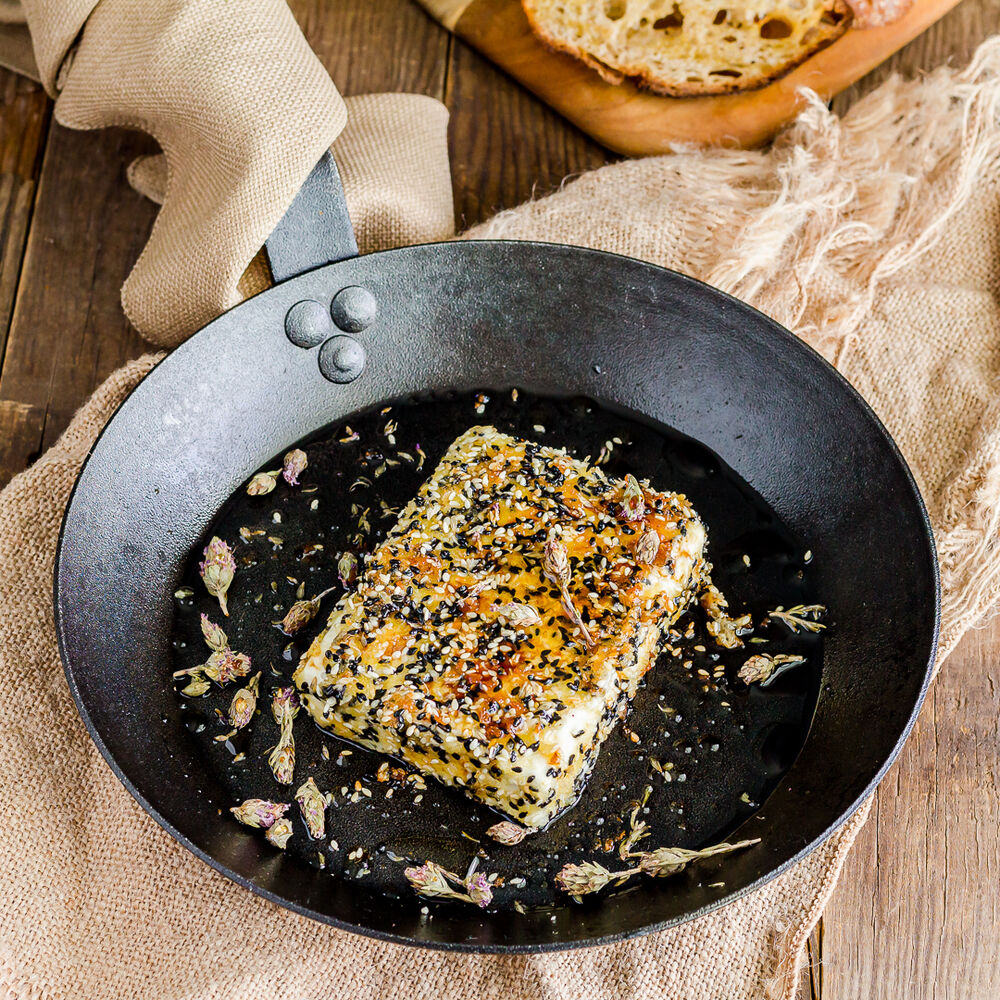 Saganaki Fried Feta with Sesame Crust, Honey & Aged Balsamic Vinegar ...