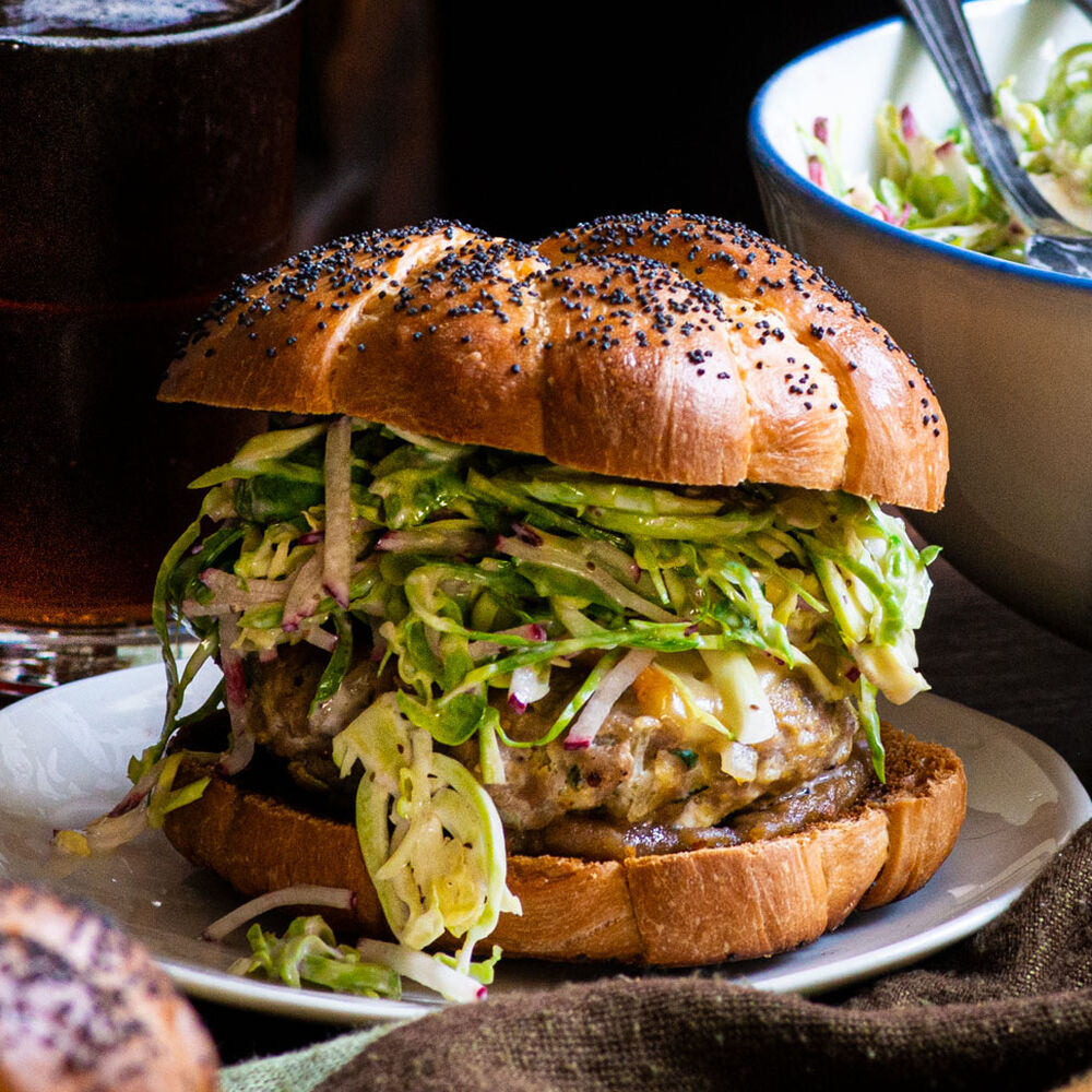 Smoked Gouda Pork Burgers with Applesauce Recipe | The Feedfeed