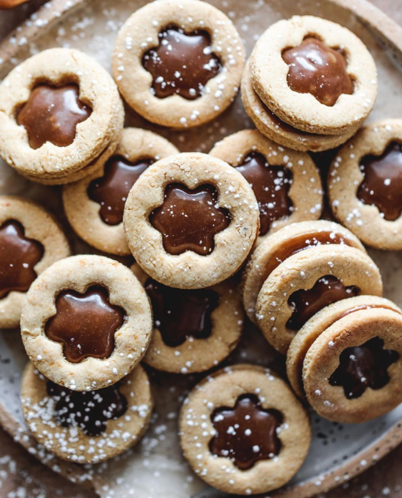 Gluten Free Tahini Caramel Linzer Cookies Recipe | The Feedfeed