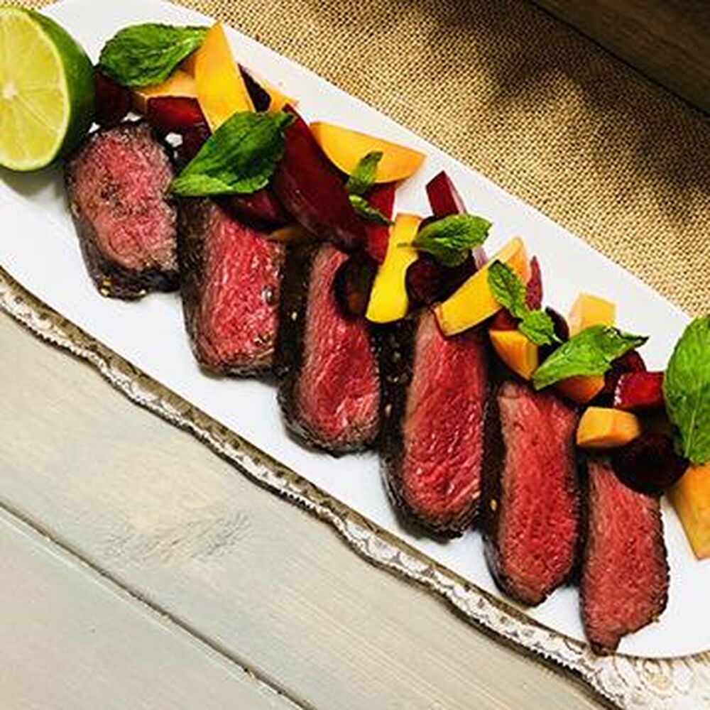 Spicy Tamarind Glazed Wagyu Top Sirloin with Stone Fruit & Mint Recipe ...