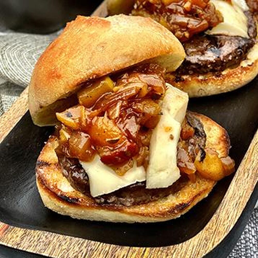Wagyu Beef Sliders with Onion and Pear Chutney and Brie Cheese Recipe ...