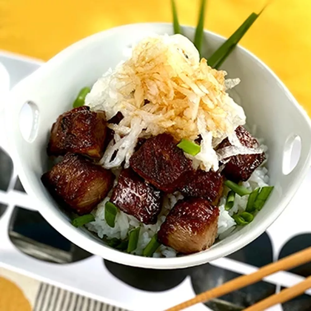 Garlic Saikoro Steak with Miyazakigyu Wagyu Beef Cubes Recipe | The ...