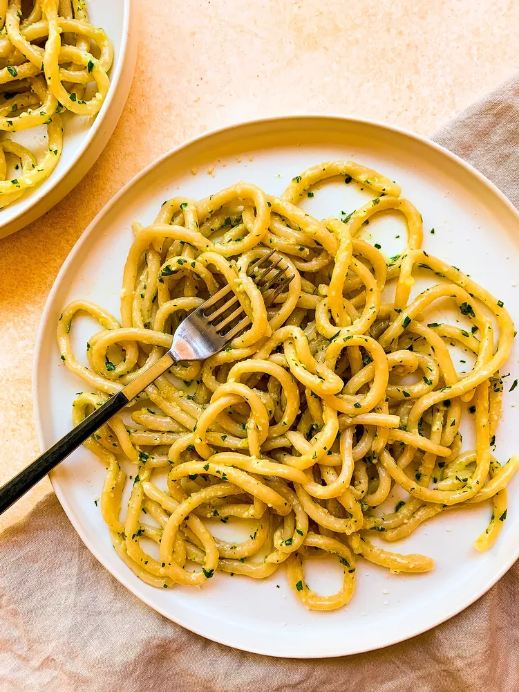 Pici with Parmesan Garlic Butter Recipe | The Feedfeed