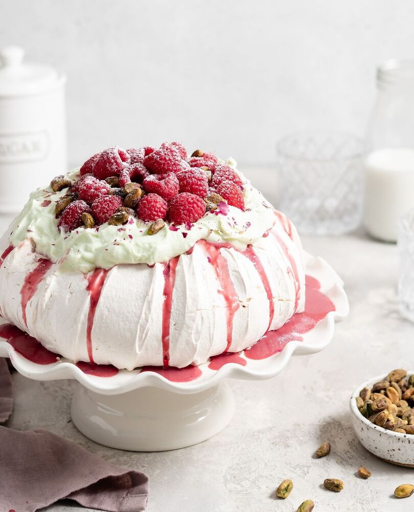 Pavlova with Raspberry Rose Curd and Pistachios Recipe | The Feedfeed