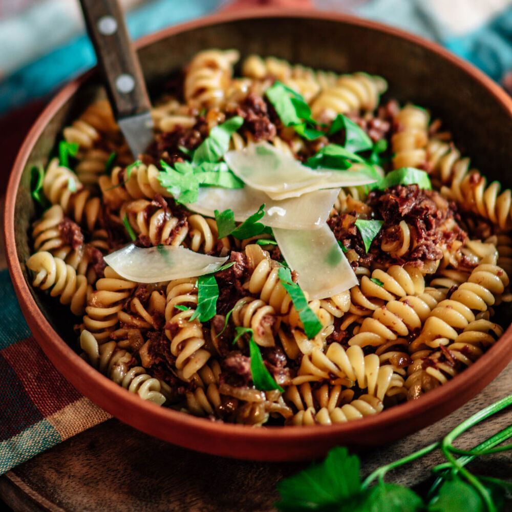 Caramelized onion and venison pasta Recipe | The Feedfeed