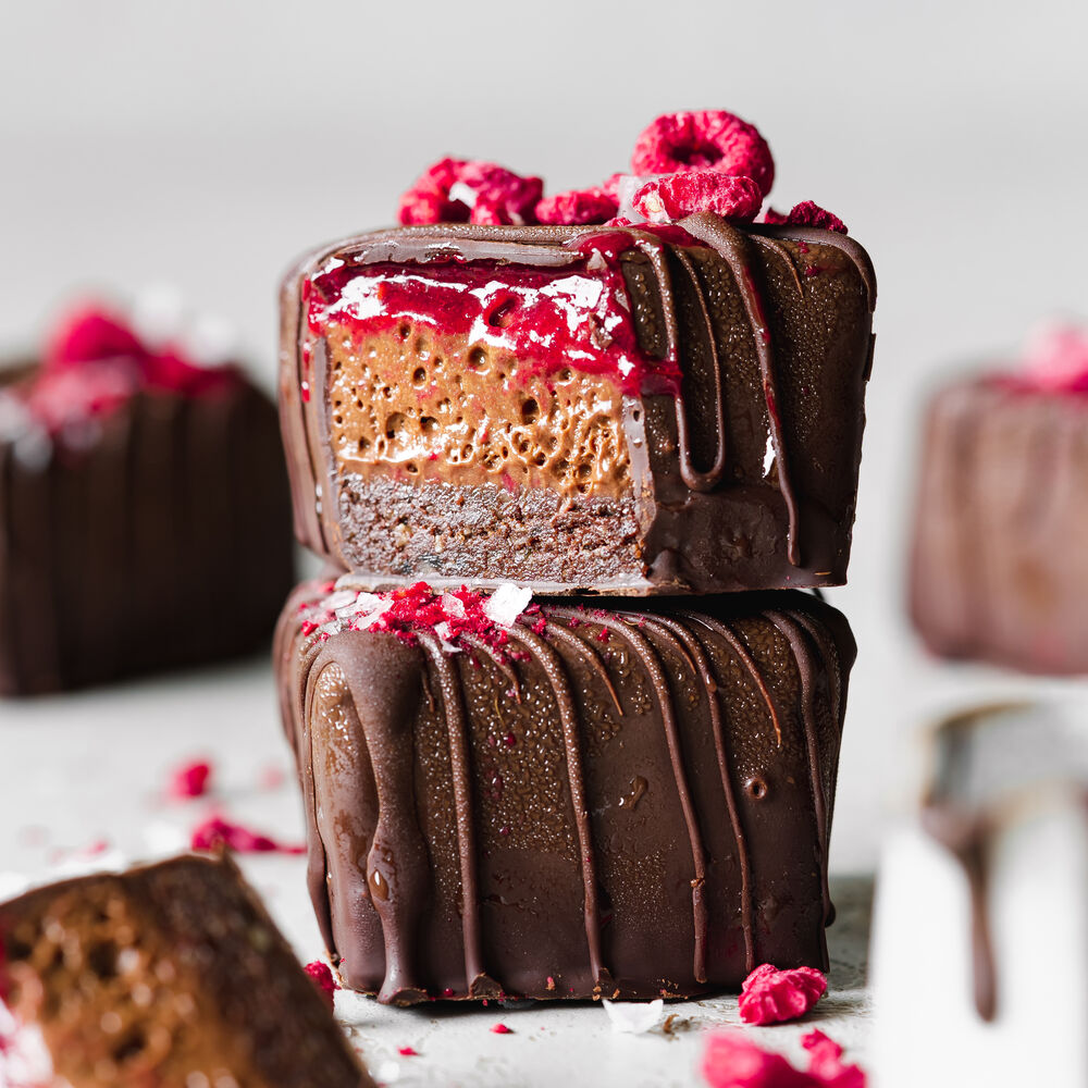 Vegan Mocha Mousse Raspberry Brownies Recipe | The Feedfeed