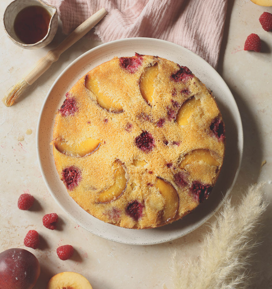 Nectarine, raspberry & maple cake Recipe | The Feedfeed