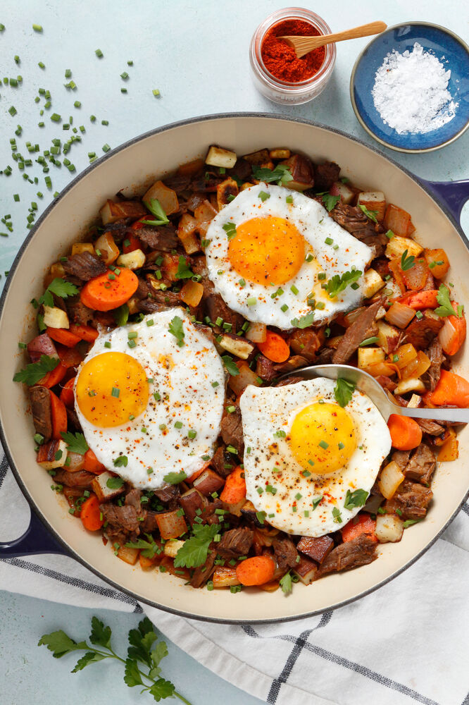 Brisket And Root Vegetable Skillet Hash | Video Recipe The Feedfeed