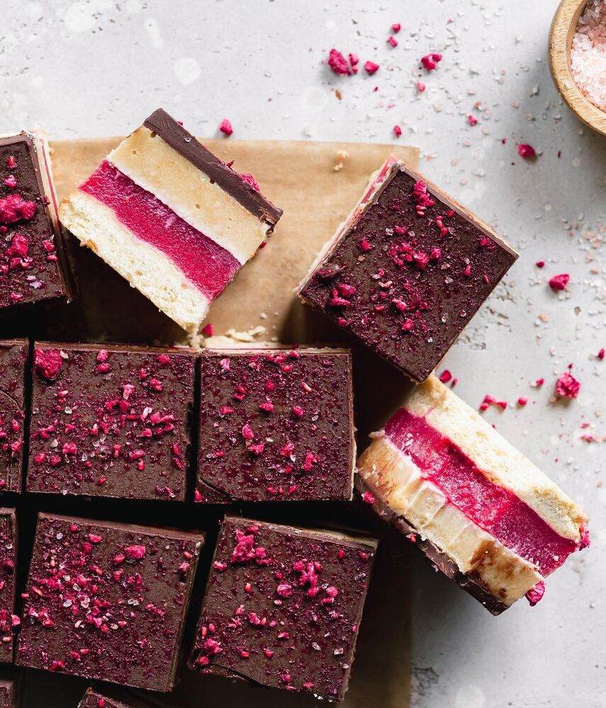 Raspberry Salted Caramel Millionaires Shortbread Recipe | The Feedfeed
