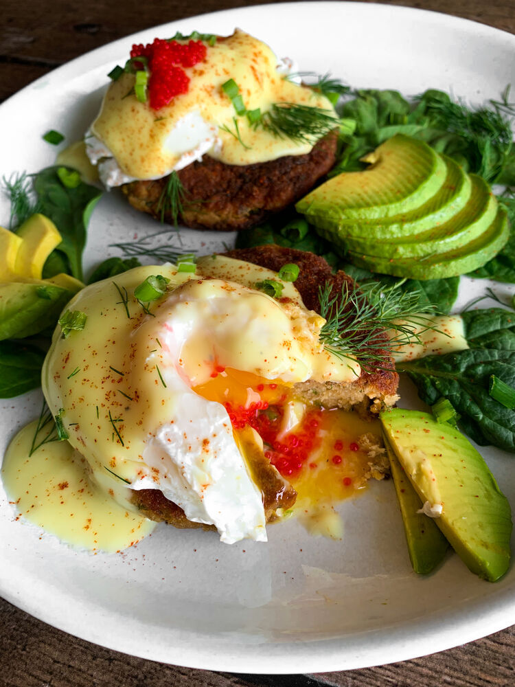 Cod Cake Eggs Benedict (Gluten-Free) Recipe | The Feedfeed