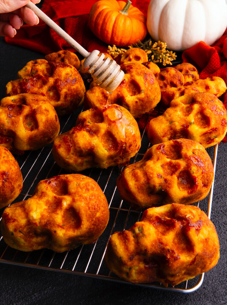 Spooky Skull Cornbread with Cheddar and Jalapeño | Video Recipe The ...