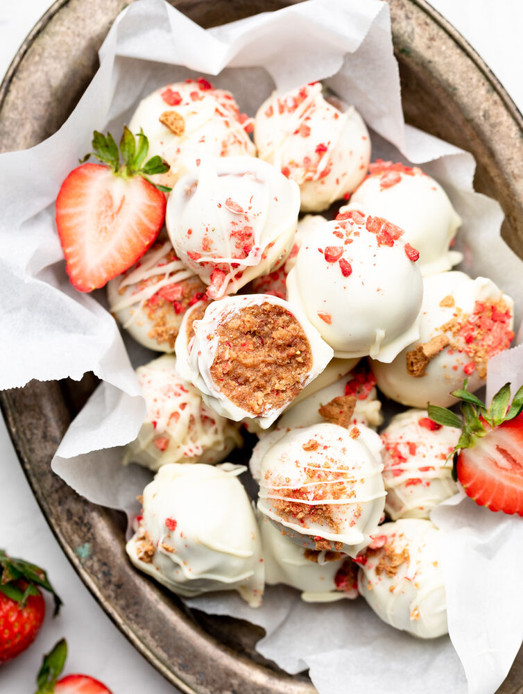 Strawberry White Chocolate Truffles Recipe | The Feedfeed