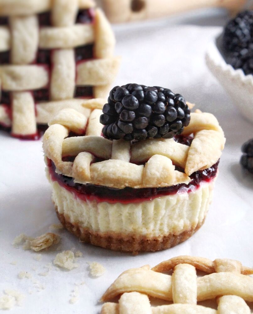 Mini Blackberry Pie Cheesecakes Recipe | The Feedfeed
