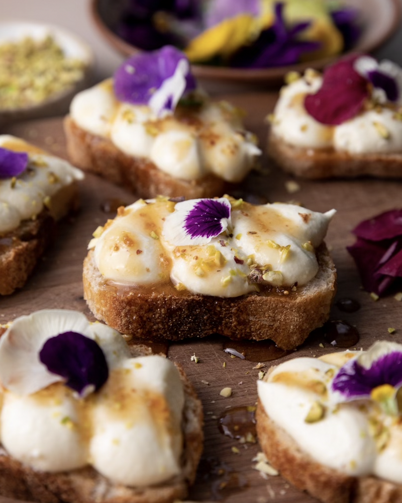 How to make Honey Whipped Sheep's Milk Cheese Crostini With Pistachios ...