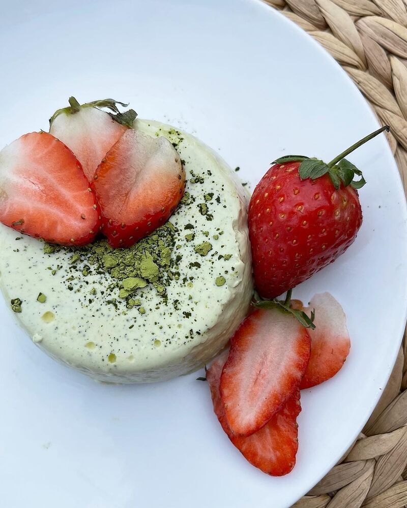 Matcha Panna Cotta with Strawberries Recipe | The Feedfeed