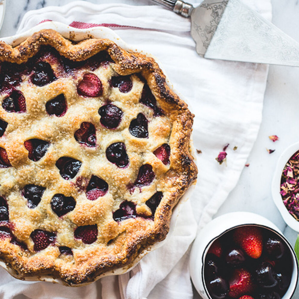 Cherry, strawberry & rose pie Recipe | The Feedfeed