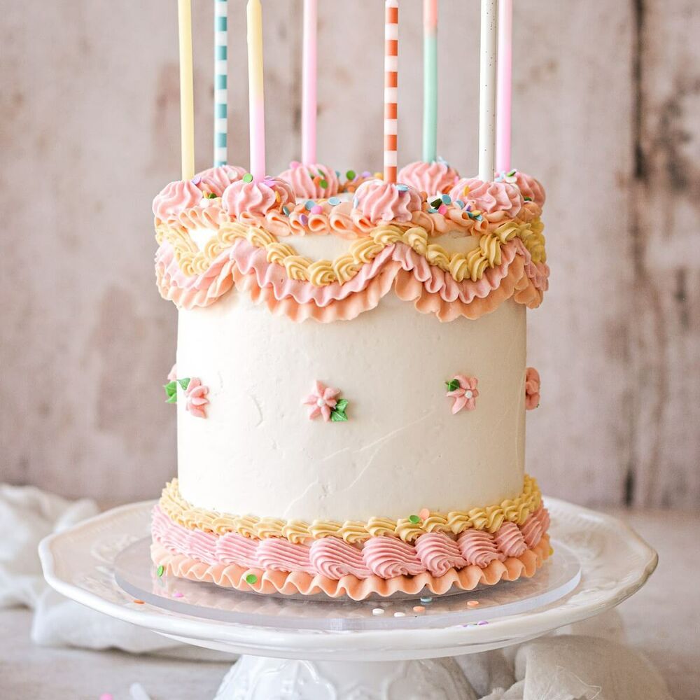Pastel Party Birthday Cake with Lambeth Piping Recipe | The Feedfeed