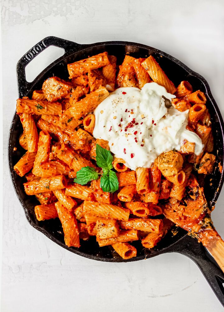 Spicy Calabrian Rigatoni with Burrata Recipe | The Feedfeed