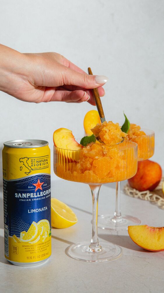 Sparkling Peach Basil Limonada Granita | Video Recipe The Feedfeed