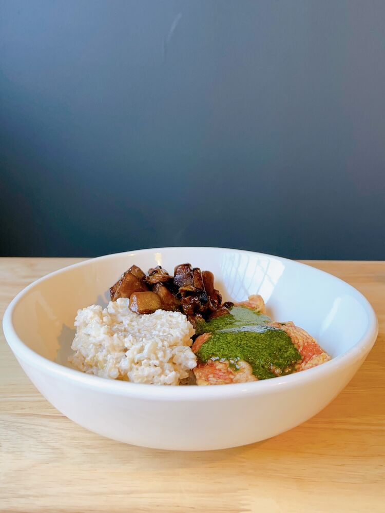 Salmon Tempura Bowl with Watercress Dressing Recipe | The Feedfeed