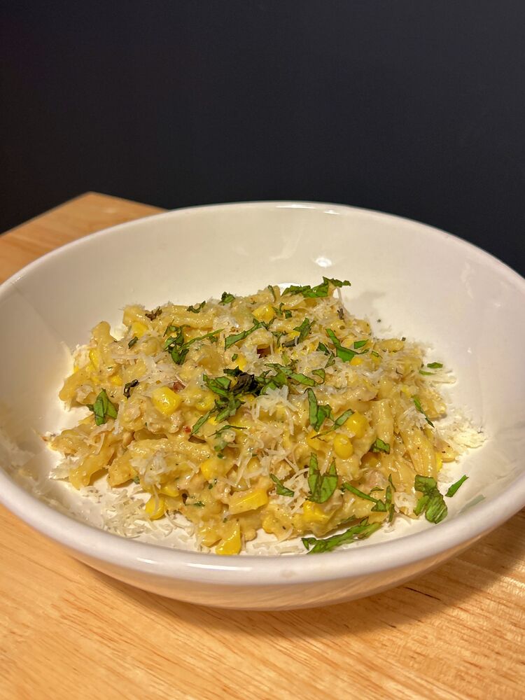 Creamy Corn and Chicken Pasta Recipe | The Feedfeed