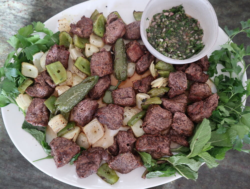 Middle Eastern Lamb Skewers with mint sauce Recipe | The Feedfeed