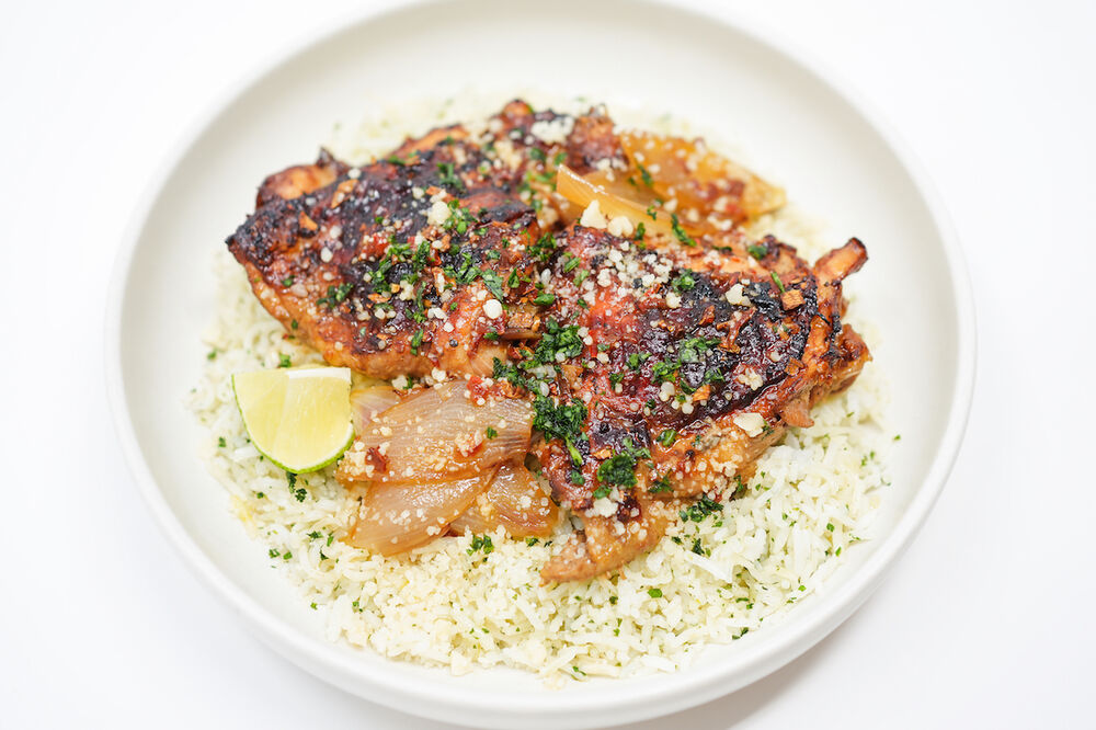 Mango Chipotle Chicken Thighs with Cilantro-Lime Rice Recipe | The Feedfeed