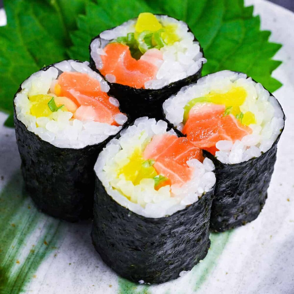 Salmon Maki Sushi (with Daikon Pickles & Green Onions) Recipe | The ...