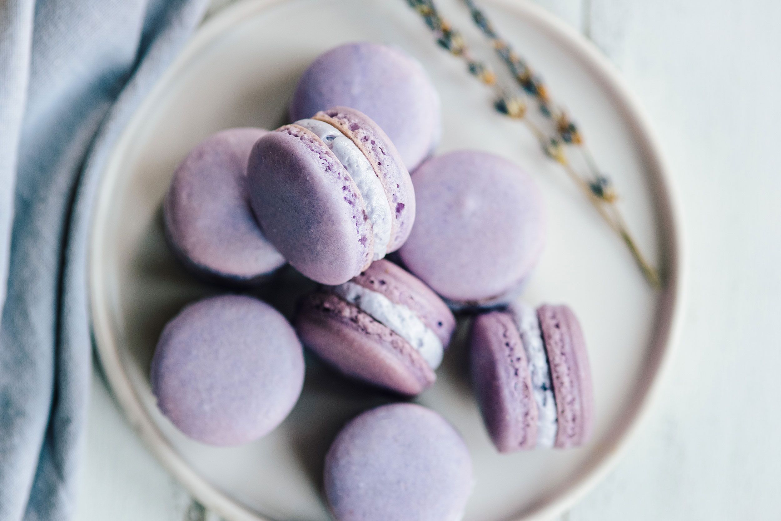 Lavender macarons with lavender buttercream filling Recipe | The Feedfeed