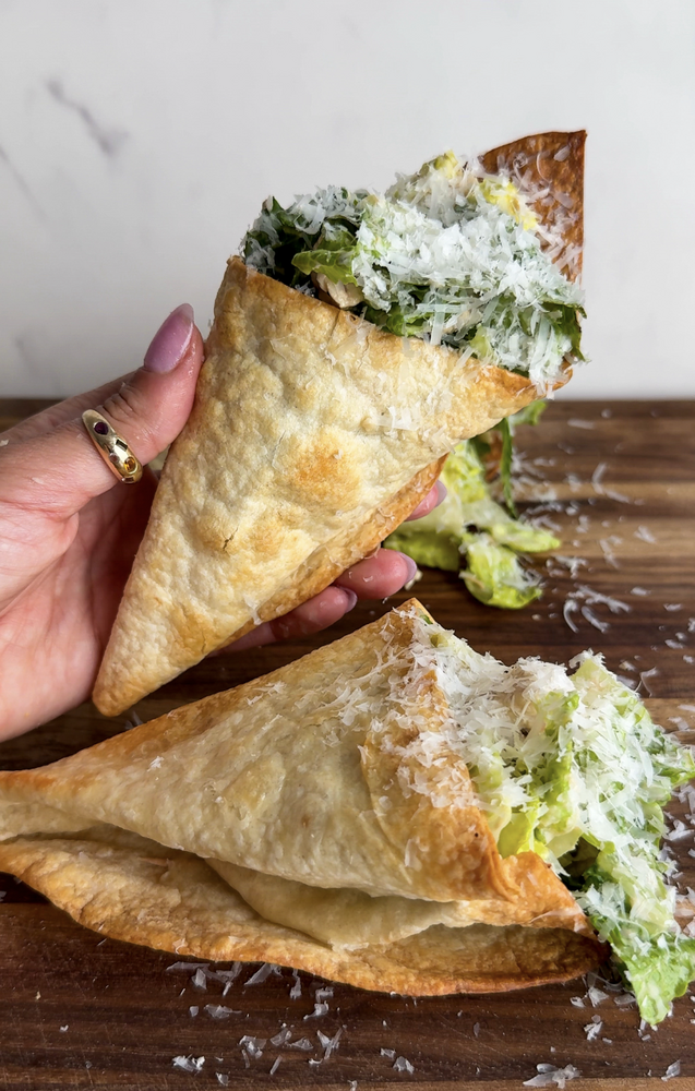 Chicken Caesar Salad Tortilla Cones Recipe | The Feedfeed