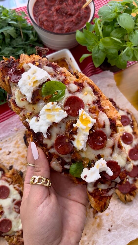 Garlic Butter Hot Honey Pepperoni Pizza Croissants Recipe | The Feedfeed
