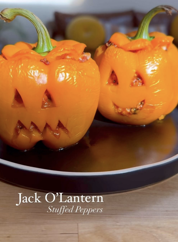Jack-o-Lantern Stuffed Peppers Recipe | The Feedfeed