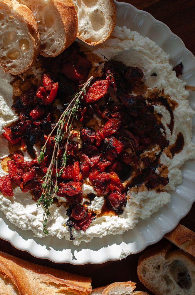 Fire Roasted Tomato and Whipped Feta Dip Recipe | The Feedfeed