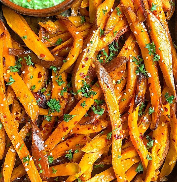 Maple Chili Baked Sweet Potato Fries Recipe | The Feedfeed