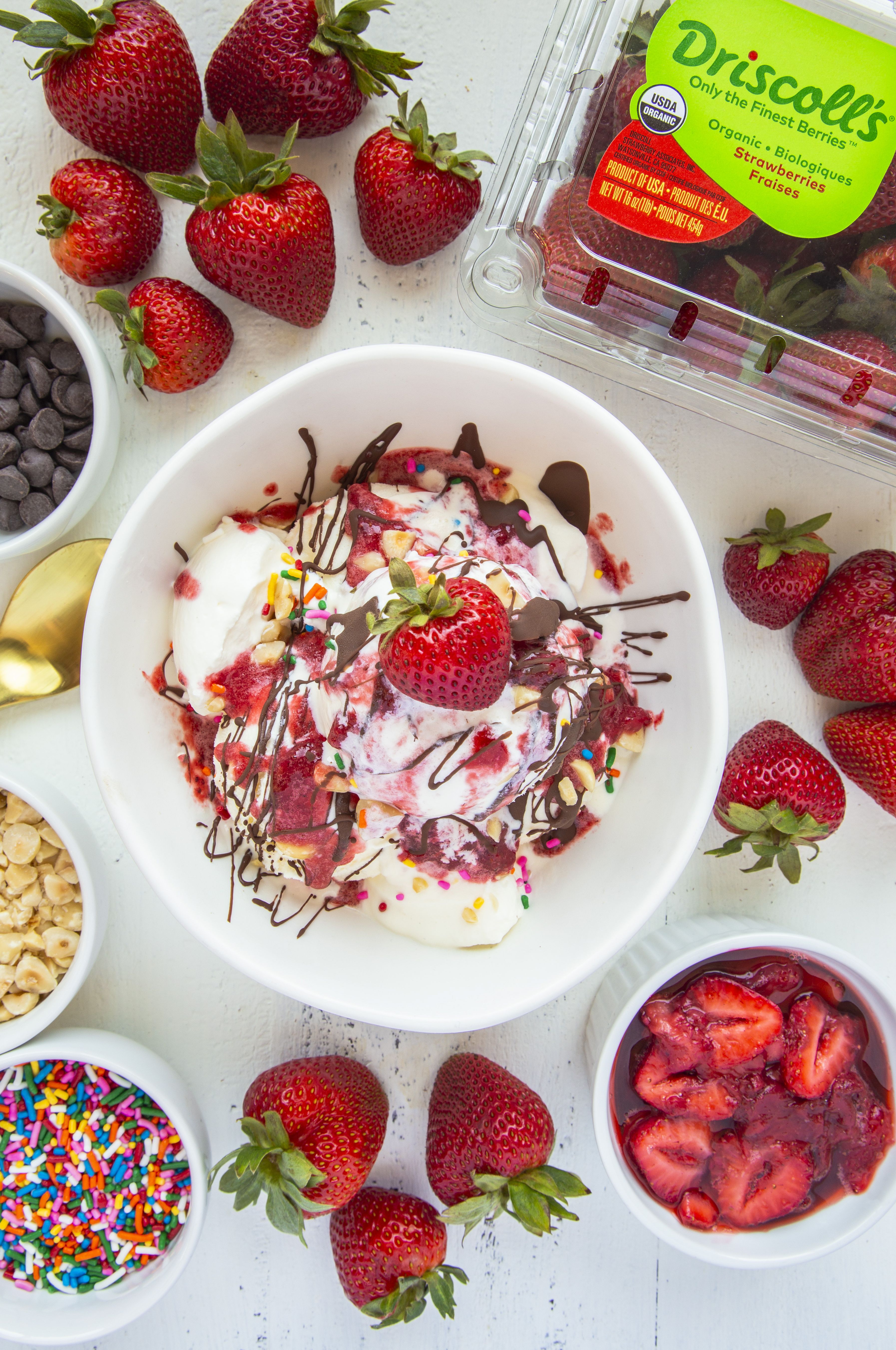 DIY Sundae Bar with Roasted Strawberry Sauce and Strawberry Top Infused ...