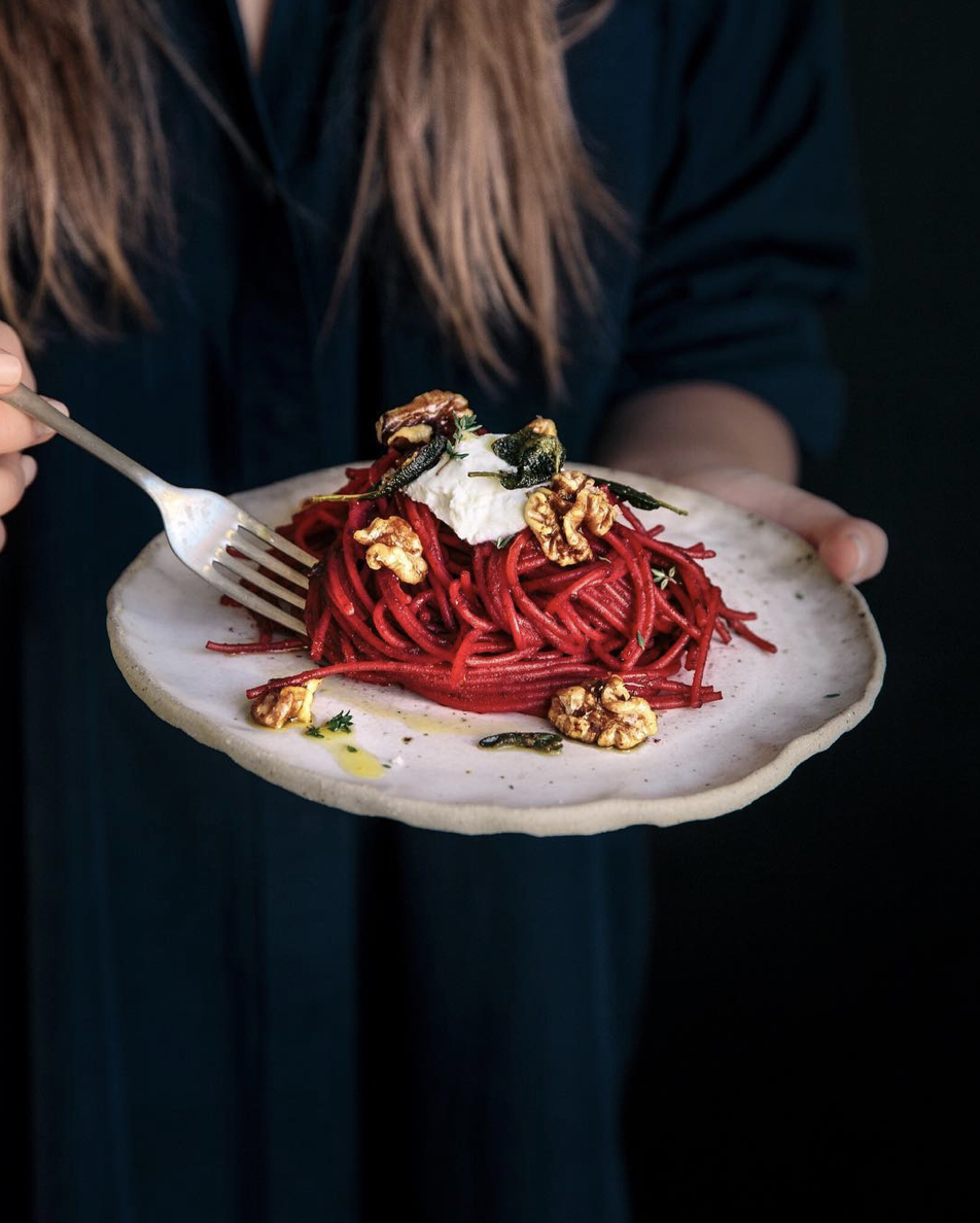 Beetroot and Thyme Spaghetti with Toasted Walnuts and Sage Recipe | The ...