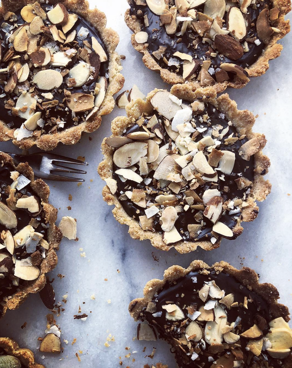 Mini Chocolate Ganache Almond-Coconut Tarts Recipe | The Feedfeed