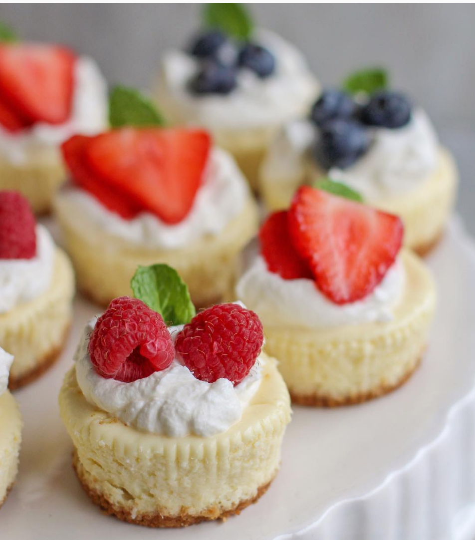 Mini Cheesecakes with Whipped Cream and Berries Recipe | The Feedfeed
