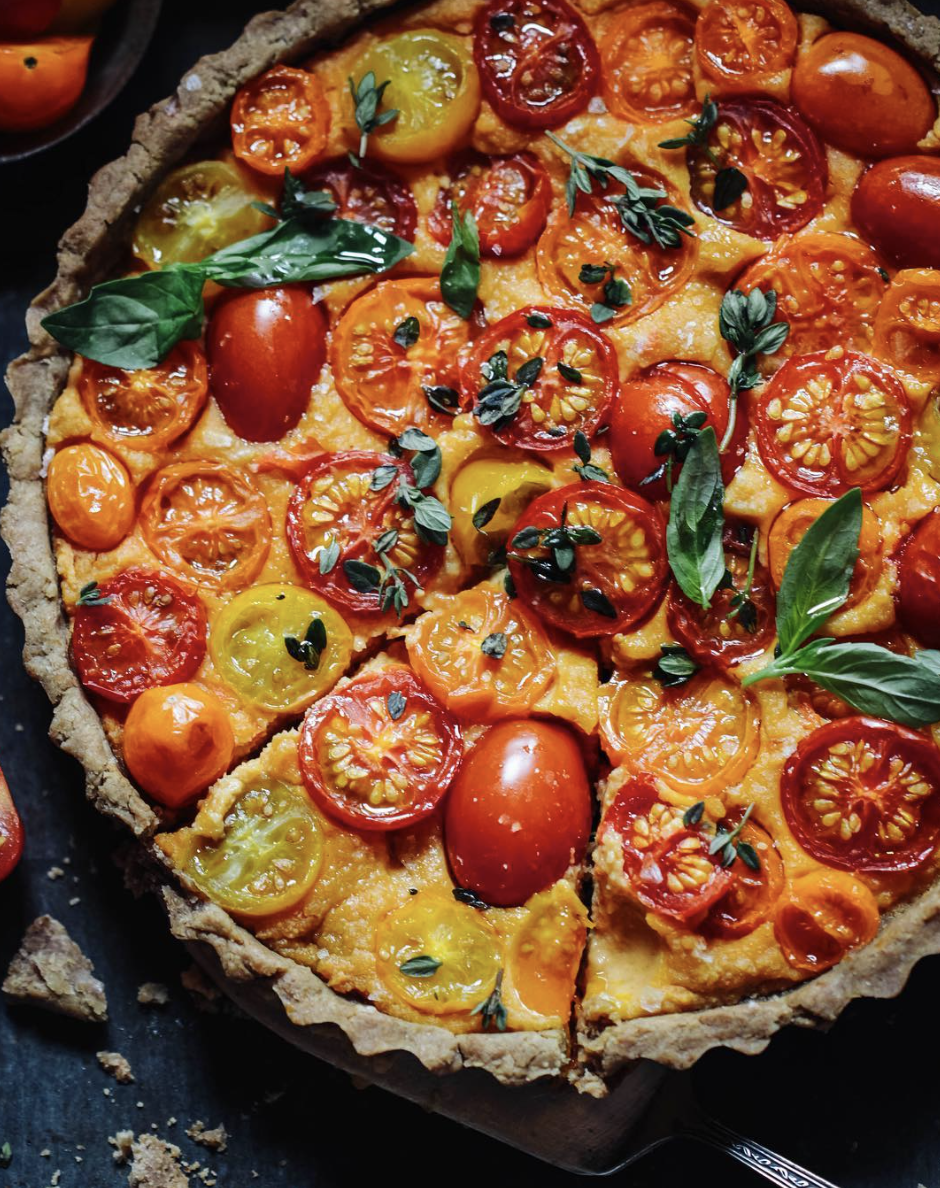 Creamy "Cheesy" Tomato Tart with Walnut Crust Recipe | The Feedfeed