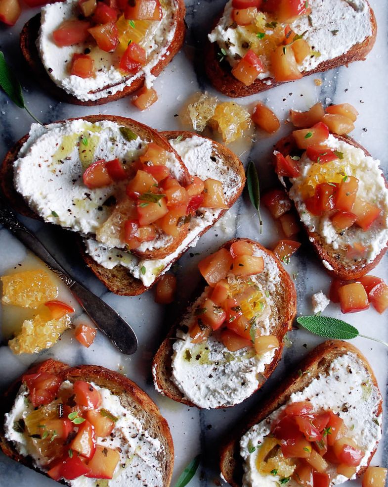 Caramelized Apple Toast with Ricotta, Honeycomb and Fried Sage Recipe ...